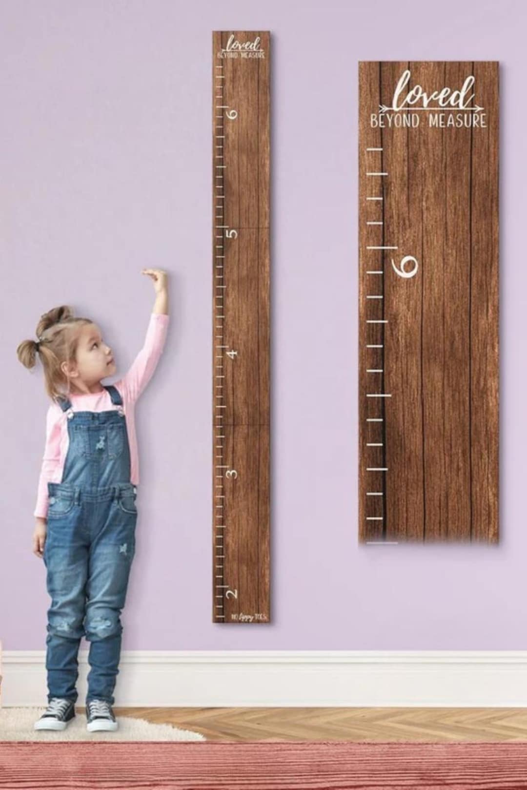 Wooden Growth Chart Ruler for Kids, Height Measurement Wall Decor for ...