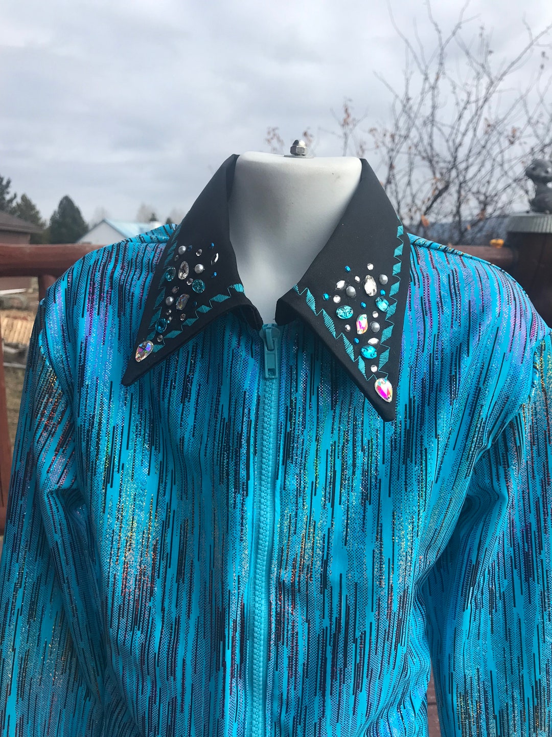 GIRLS, Blue SHINE, Western Show Shirt, Pleasure, Horsemanship, Leadline ...