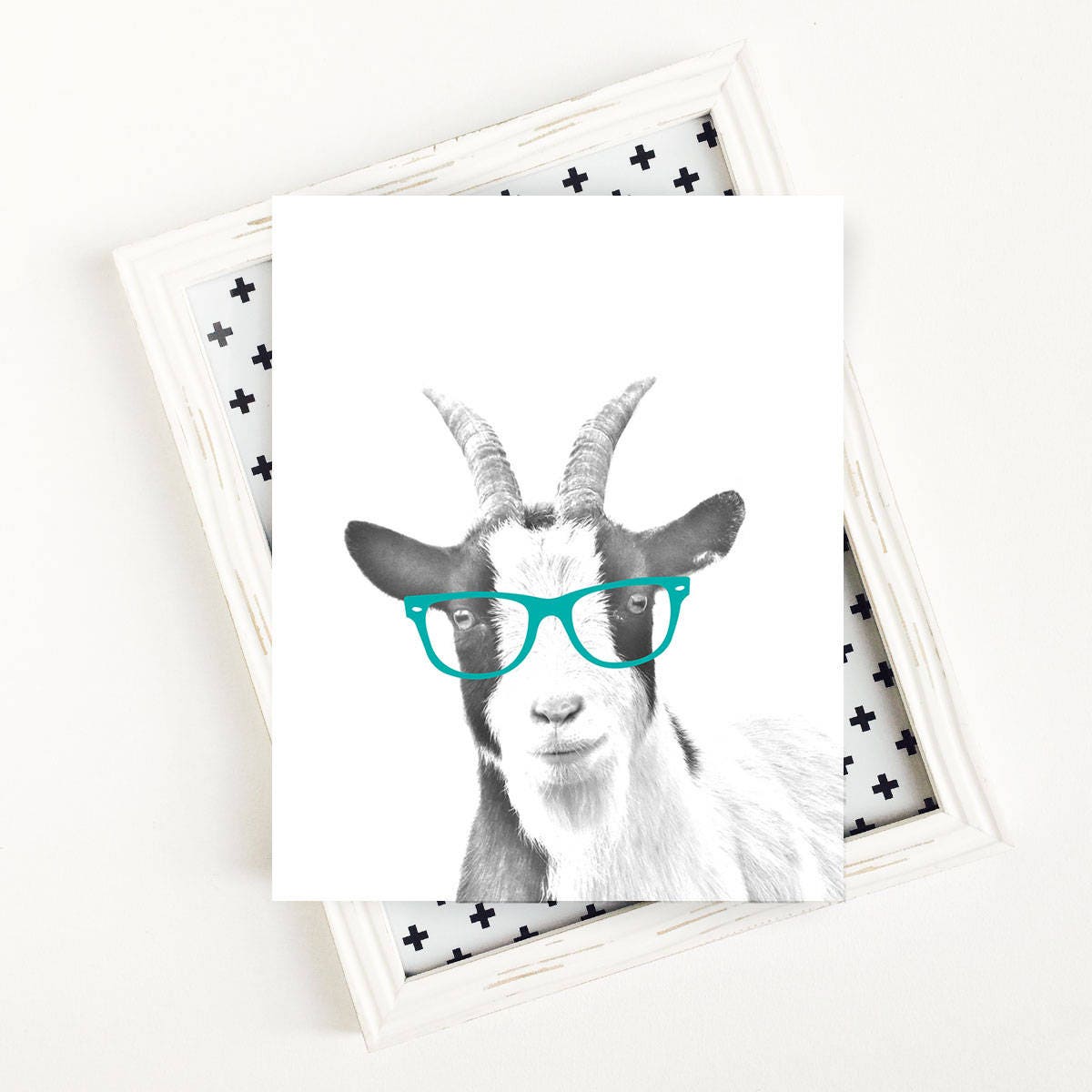 Goat Art Print, Farm Animal Nursery, Goat Printable, Goat With Glasses ...
