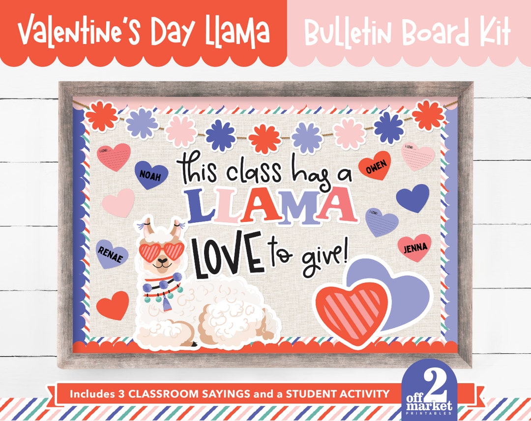 Printable Llama Themed Valentines Day Bulletin Board Kit for Teachers ...