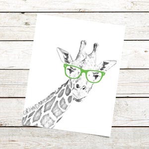 Whimsical Giraffe Art Print, Black and White Giraffe Poster Print ...