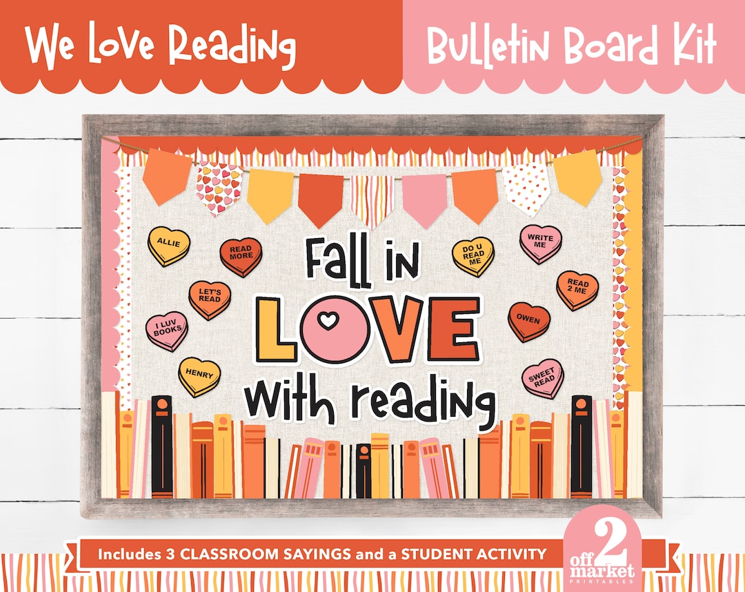 Printable Reading Books Themed Valentines Day Bulletin Board Kit for ...