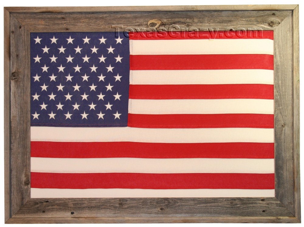 Cotton 3 x 5 foot US flag Framed in Light Reclaimed Wood | Etsy