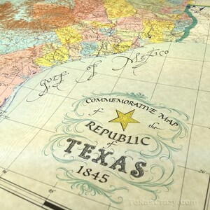Republic of Texas Map Large 1845 Custom Framed in Dark Stained ...