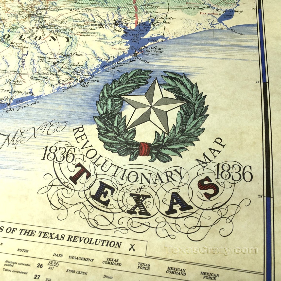 1836 Map of Texas Revolution Large Framed in Natural Reclaimed - Etsy