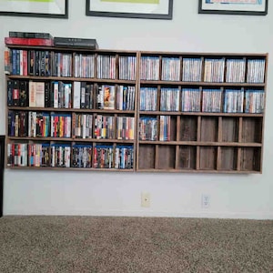 Movie DVD Storage Cabinet Wall Shelf Rack - Video Game Organizer Cubby ...