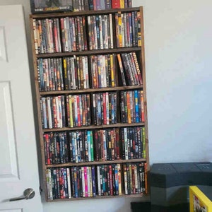 Movie DVD Storage Cabinet Wall Shelf Rack - Video Game Organizer Cubby ...