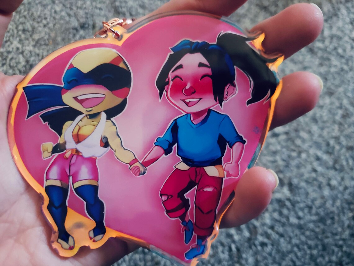 ROTTMNT Leo and Casey Holding Hands Keychains - Etsy