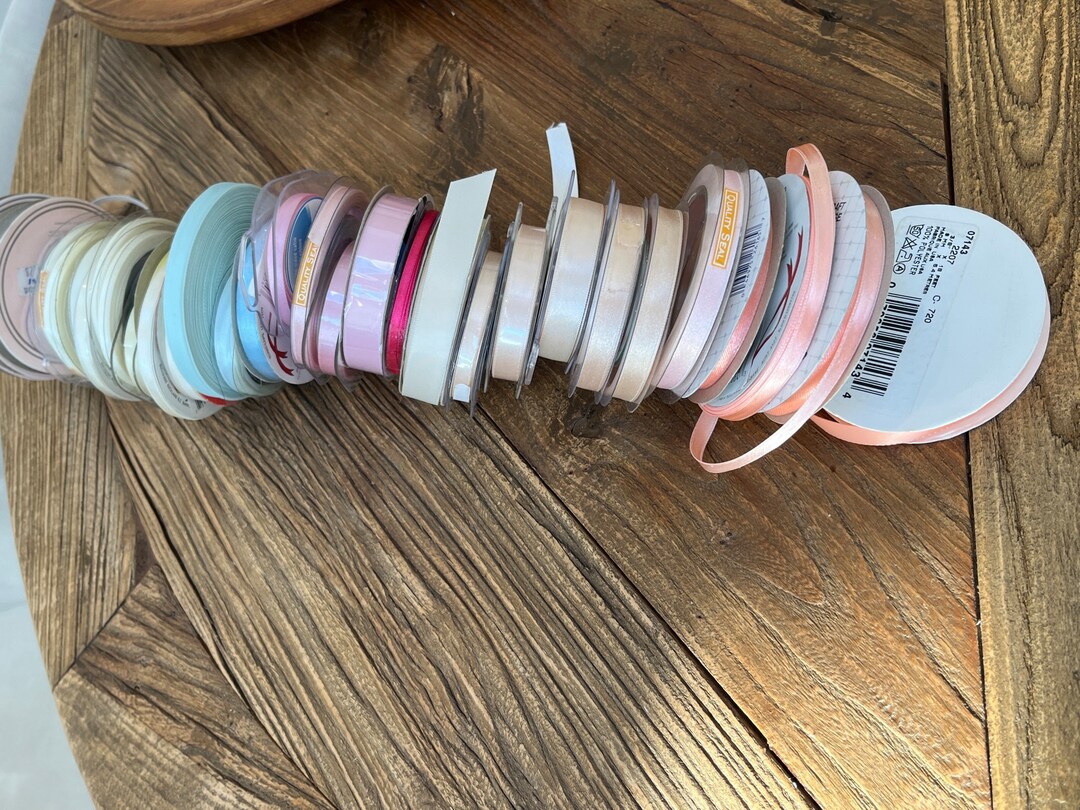 Vintage Ribbons, Bulk Lot of 43 Reels, 1970's, Pink, White, Cream ...