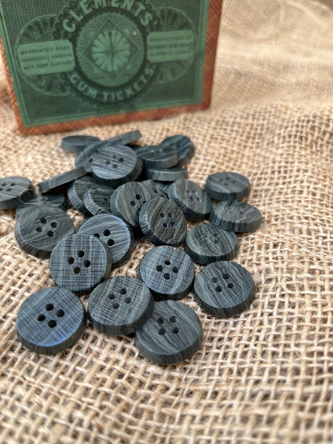 Vintage Retro Faux Timber Charcoal Crafted Large 20mm Treasures Buttons ...