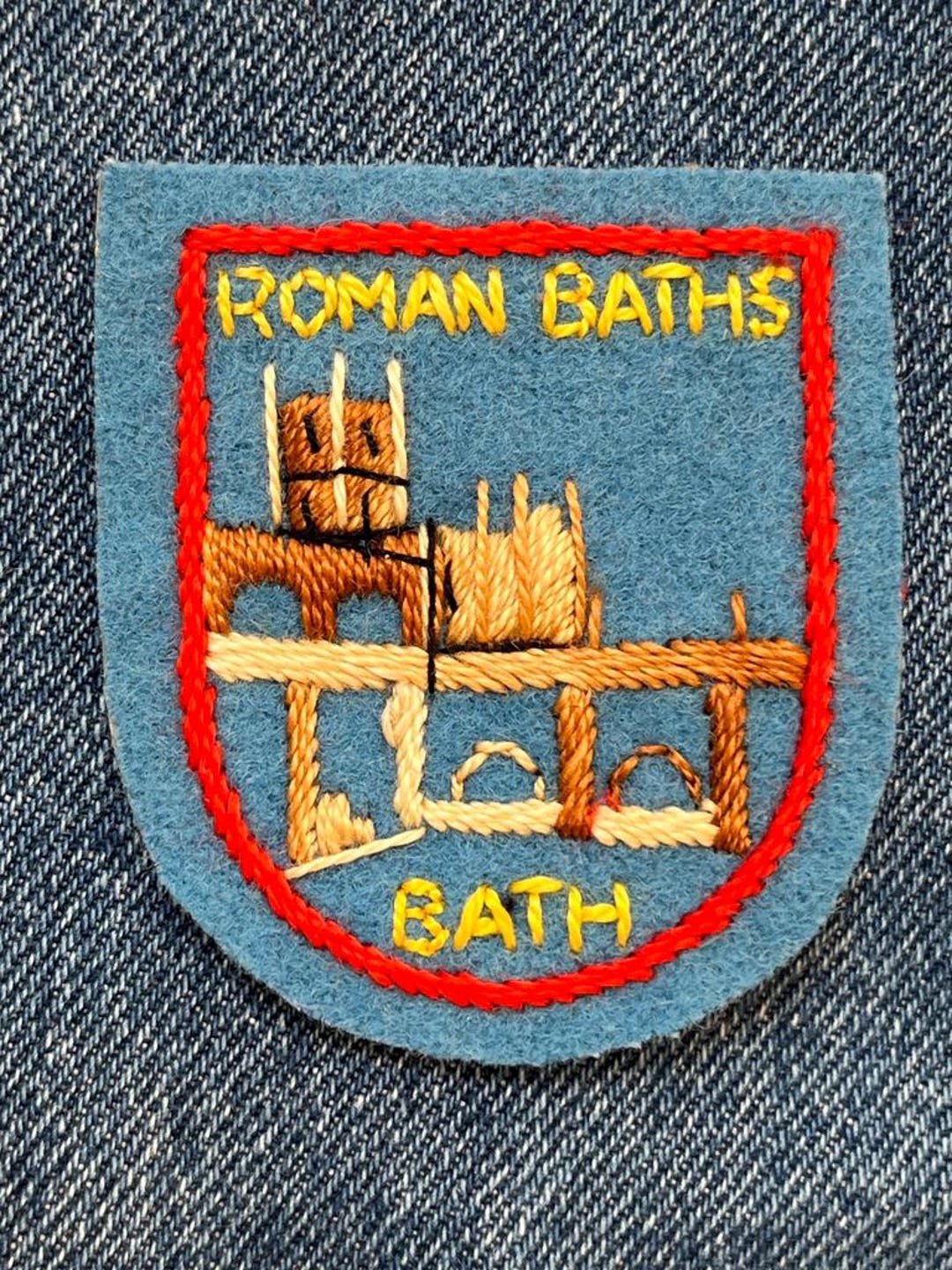 Vintage Patch, Roman Baths, Bath, Somerset, England, Souvenir Badge, Holidays, Sew on Patches ...
