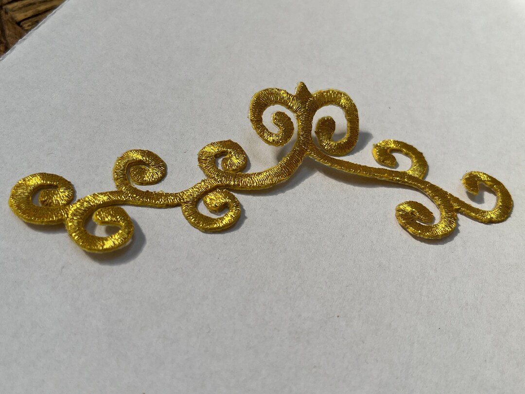Vintage Huge Gold Scrolls, Appliqué, Iron On, Embroidered Motif ...