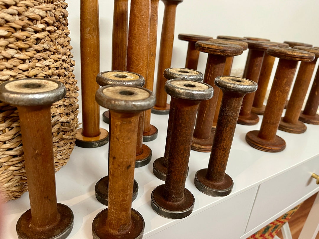 Vintage Bobbins, Vintage Spools, French and English, Wooden, Timber ...