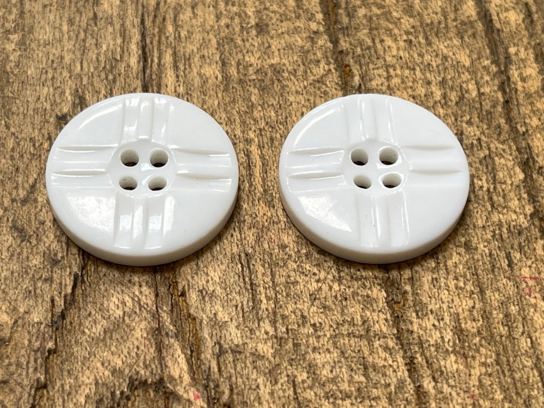 Vintage, White, Round, With Cross in the Centre, 2 X 22.8mm Treasures ...