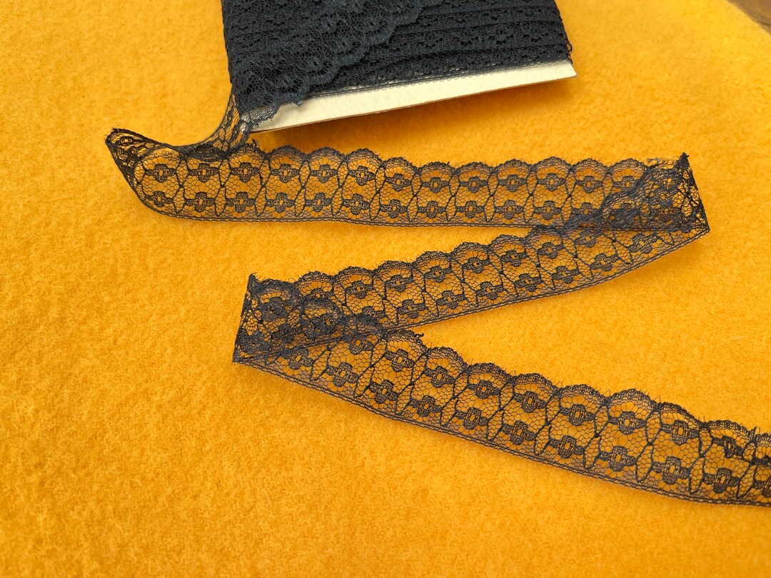 Vintage Stunning Jet Black Double Rows Black Netting Lace - Etsy