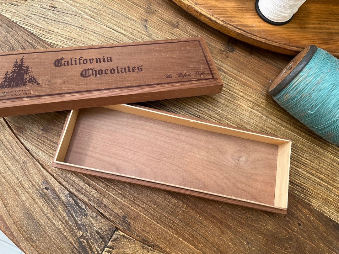 Vintage California Chocolates Box, Made in Australia, Wooden Chocolate ...