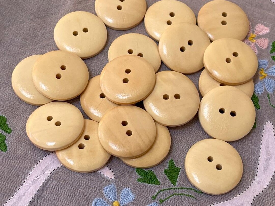 Timber Buttons, Natural Blonde, Turned, Set of 6 X 25mm, Wood, Timber ...