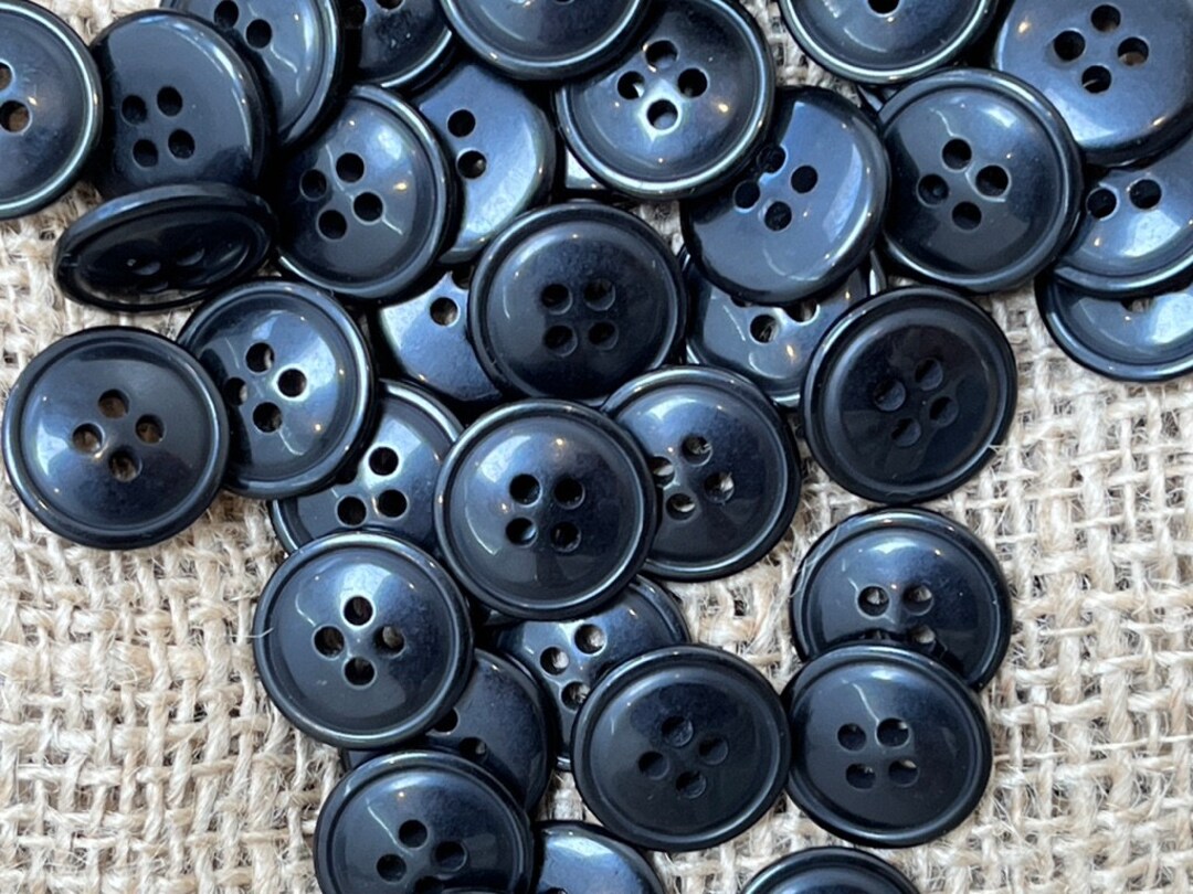 Vintage Shiny Black Solid Jacket Buttons Set of 10 - Etsy