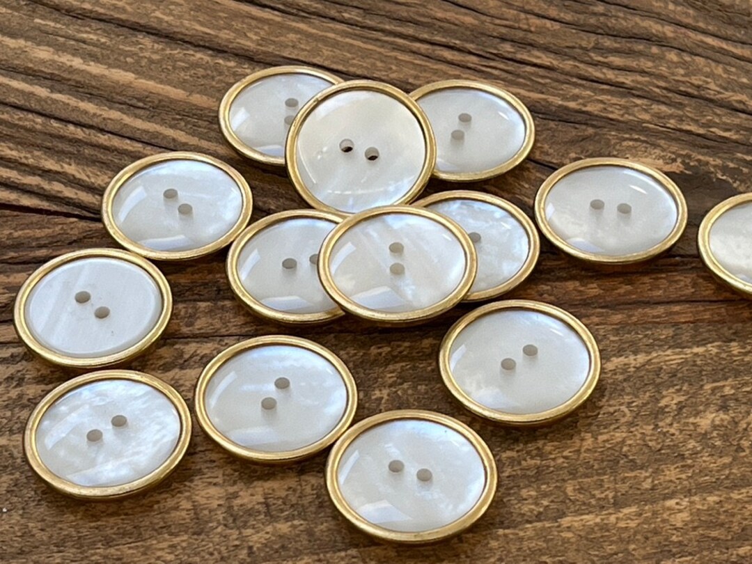 Vintage, Retro Faux Gold Metal & Faux Shell, Large Jacket Buttons, 24 ...