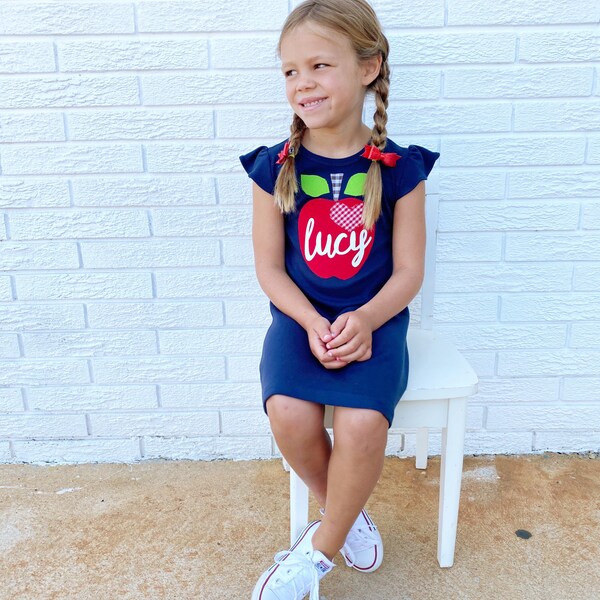 Girls Applique Dress - Etsy