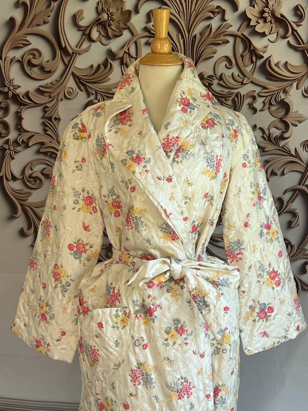 Diamond Quilted Robe, Womens Cottage Core Robe, 1940s Womena Robe ...