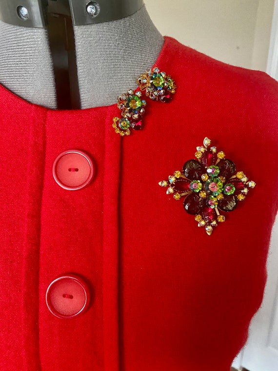 Red Sheath Dress, Red Wool Sheath, 60s Red Dress, Red… - Gem