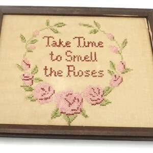 Framed Cross Stitch Rose Sampler Picture - Etsy