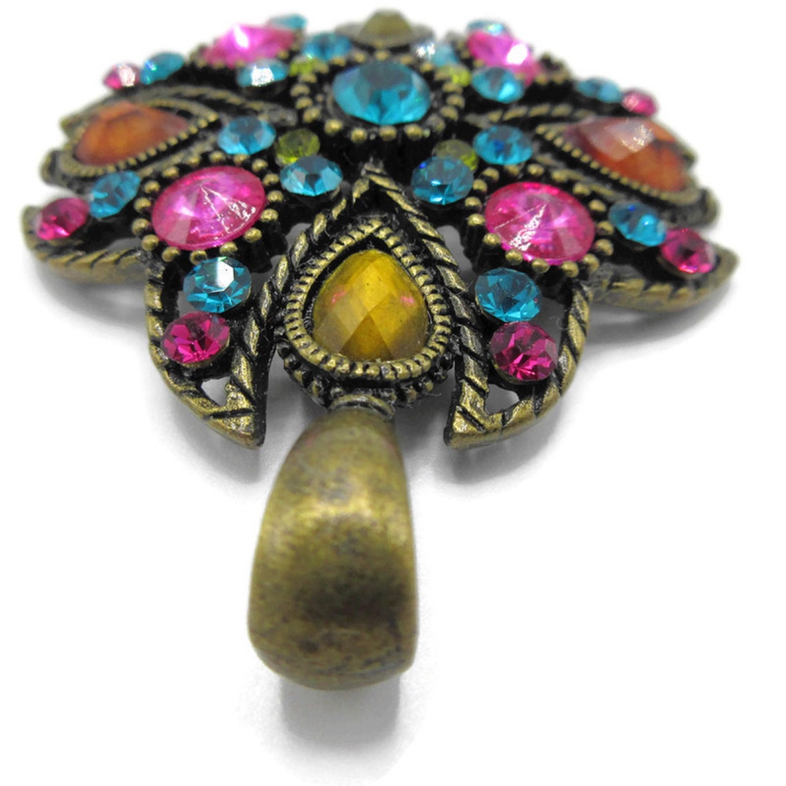 Vintage Multi Colored Rhinestone Pendant - Etsy