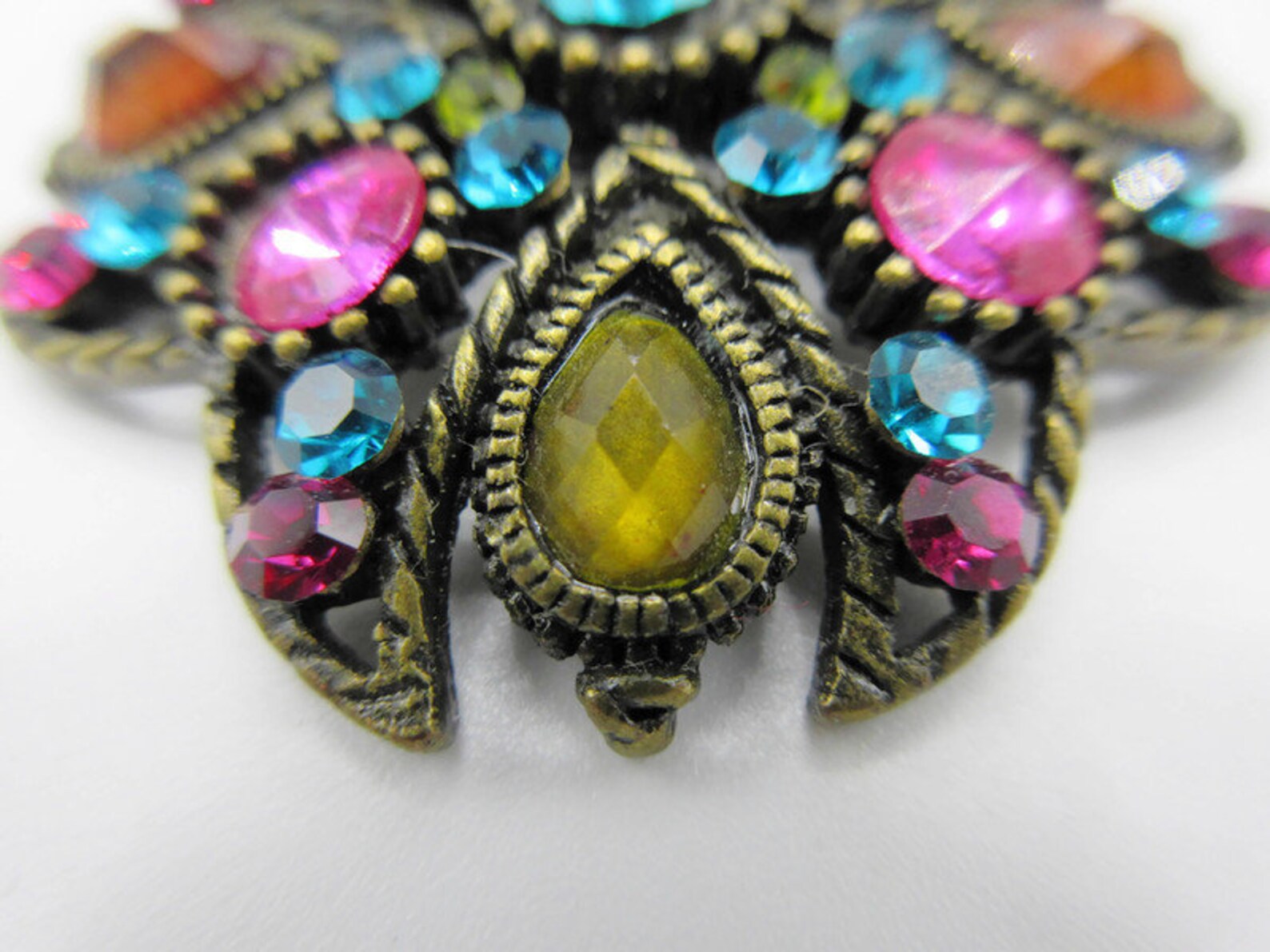 Vintage Multi Colored Rhinestone Pendant - Etsy