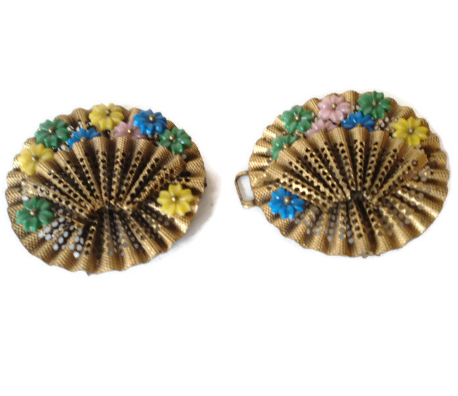 1920's Haskell Hess Czech Glass Flower and Brass Fan Sash | Etsy