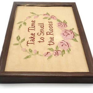 Framed Cross Stitch Rose Sampler Picture - Etsy