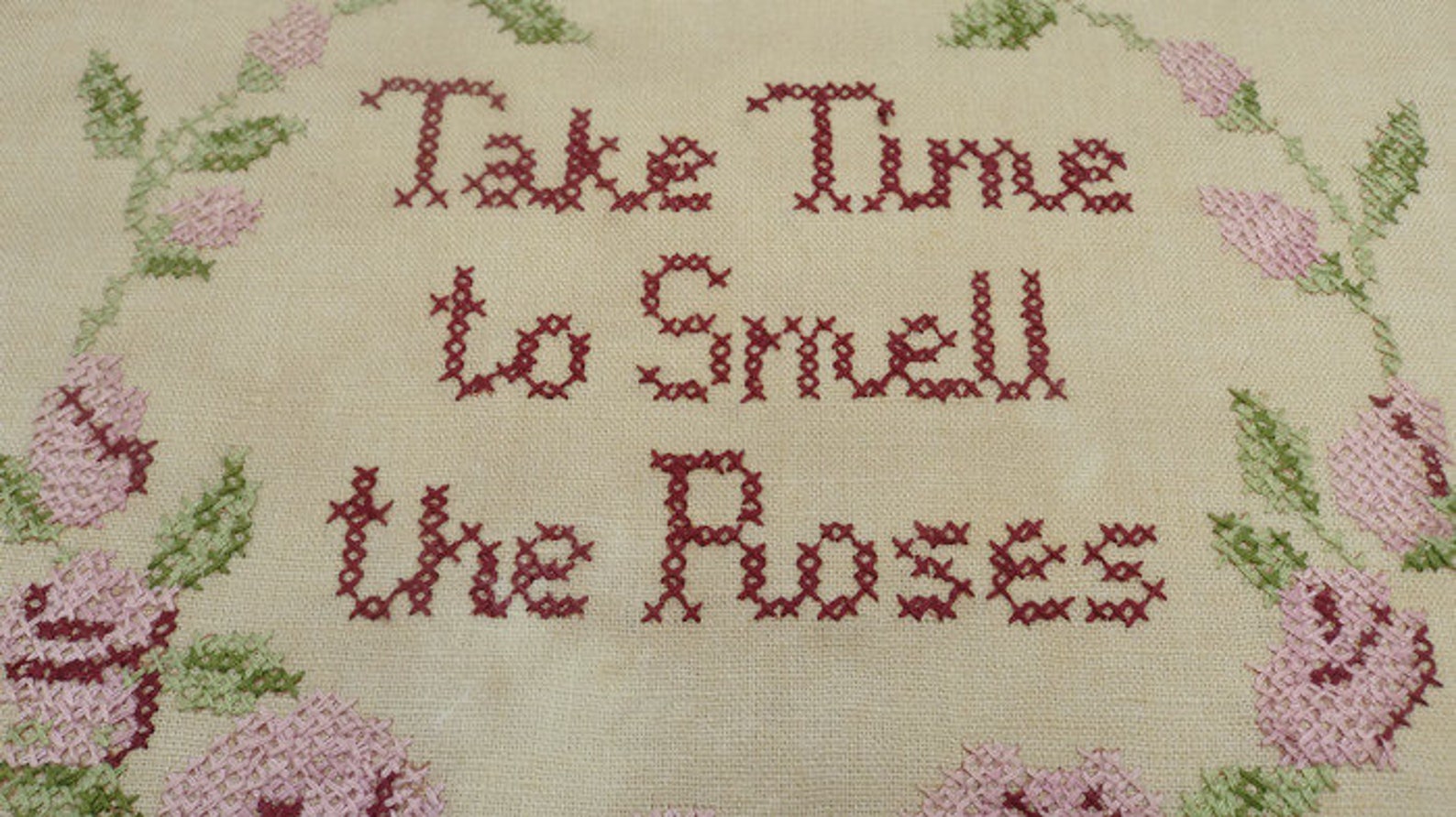 Framed Cross Stitch Rose Sampler Picture - Etsy