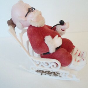 Vintage Celluloid Santa in Rocking Chair Christmas Holiday Decoration ...