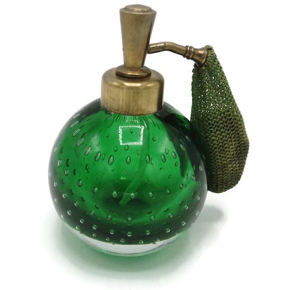 Green Controlled Bubble Glass Perfume Atomizer Bottle - Etsy