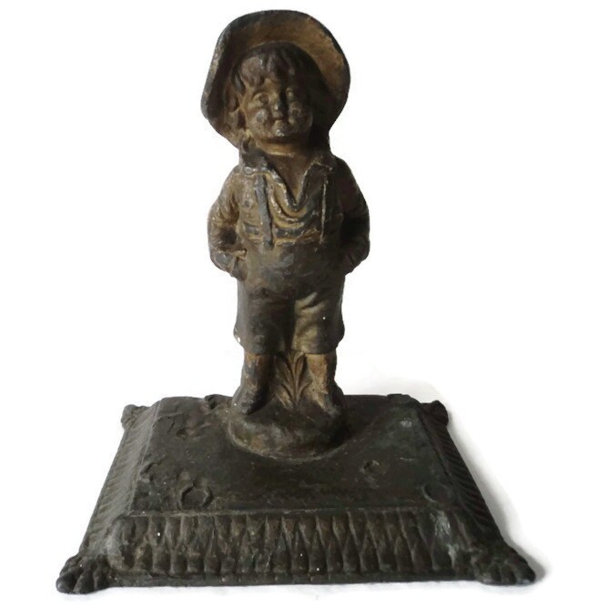 Antique Cast Metal Primitive Farm Boy Figurine Doorstop Bookend - Etsy