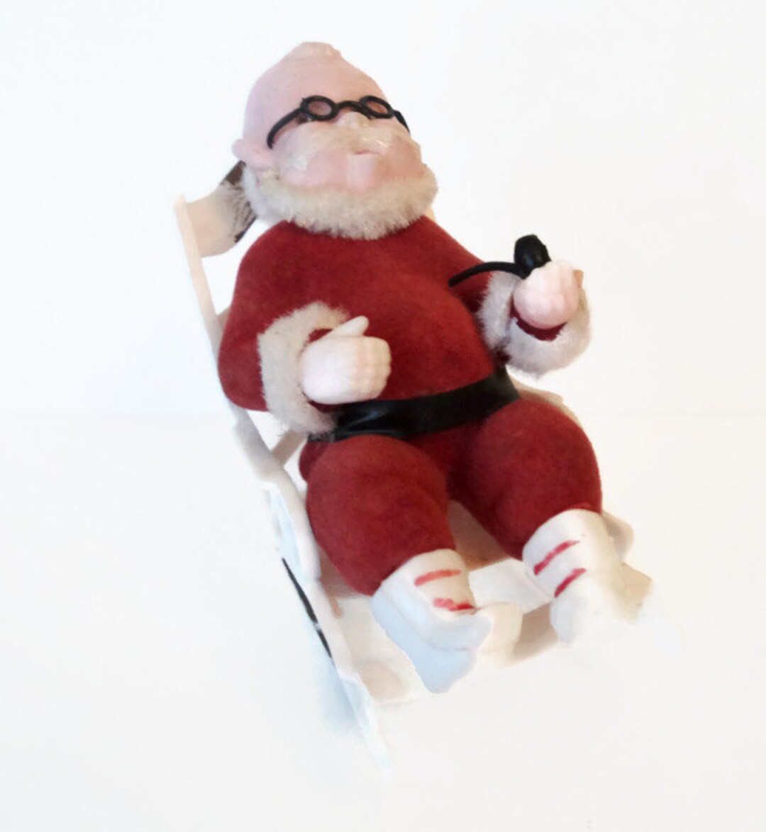 Vintage Celluloid Santa in Rocking Chair Christmas Holiday Decoration ...