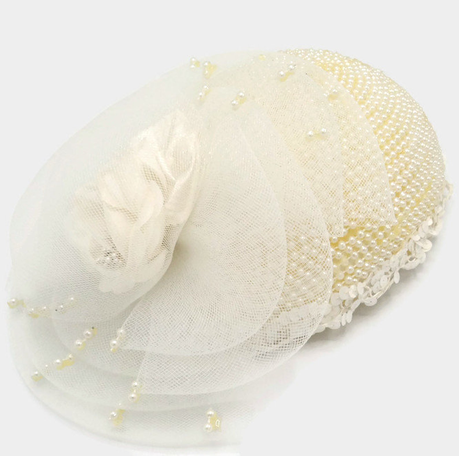 1940's Cream and Ivory Pearl Bead Floral Netted Juliet Cap - Etsy