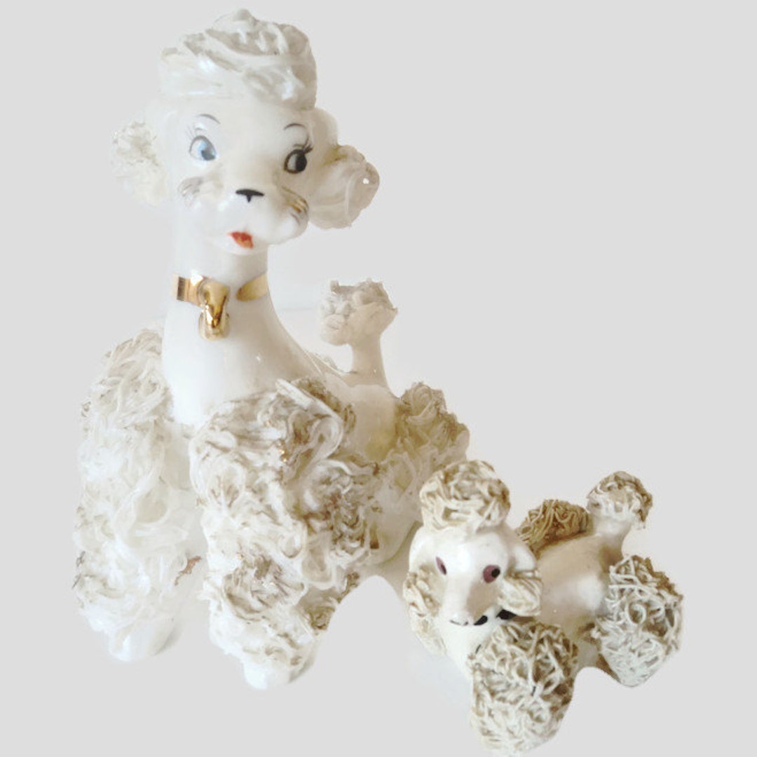 Vintage Spaghetti Porcelain Poodle Figurine Pair - Etsy
