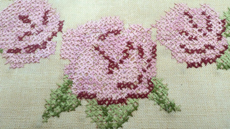 Framed Cross Stitch Rose Sampler Picture - Etsy