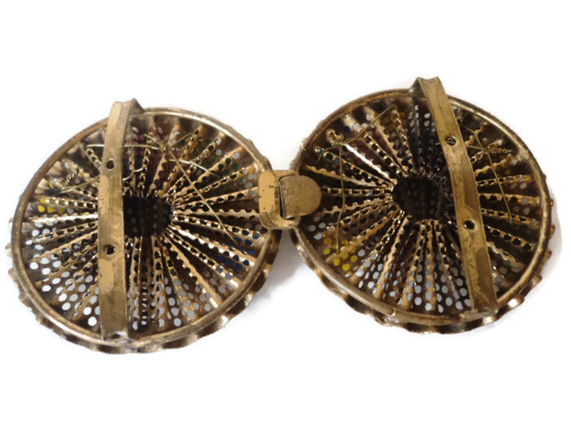 1920's Haskell Hess Czech Glass Flower and Brass Fan Sash | Etsy