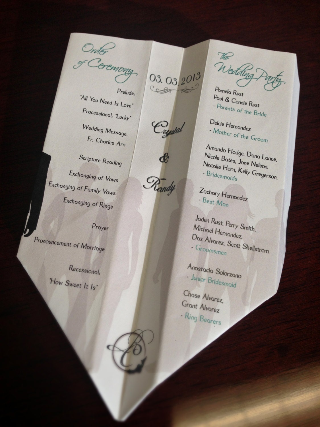 Paper Airplane Wedding Programs-(designed Completely to Compliment Your ...