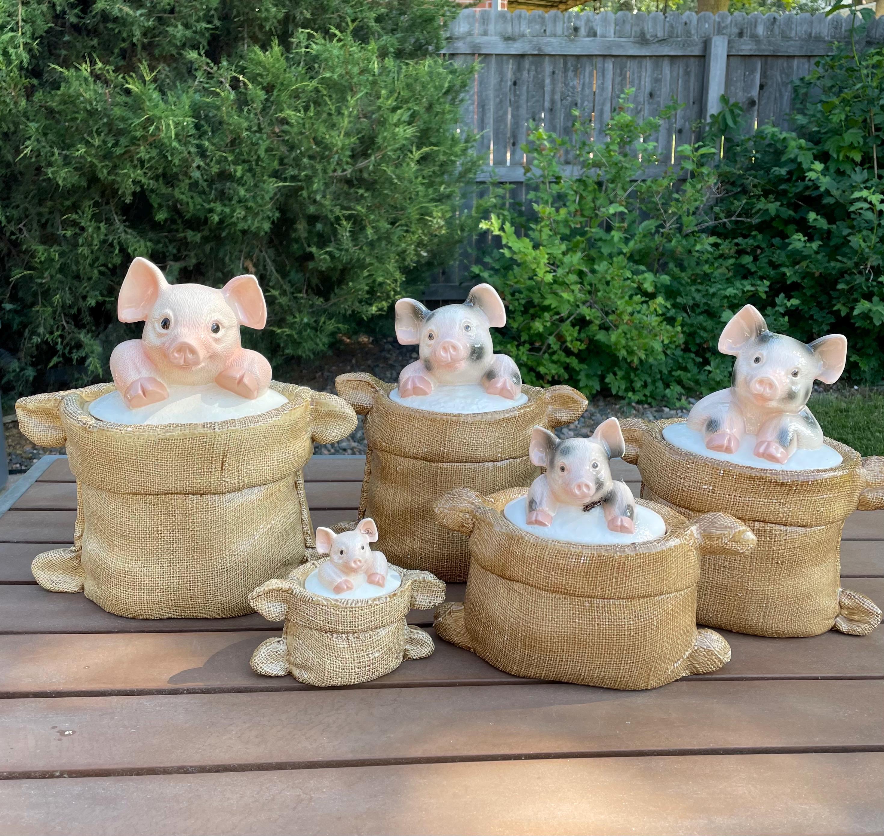 CANISTER SET Pigs in the Burlap, - Etsy