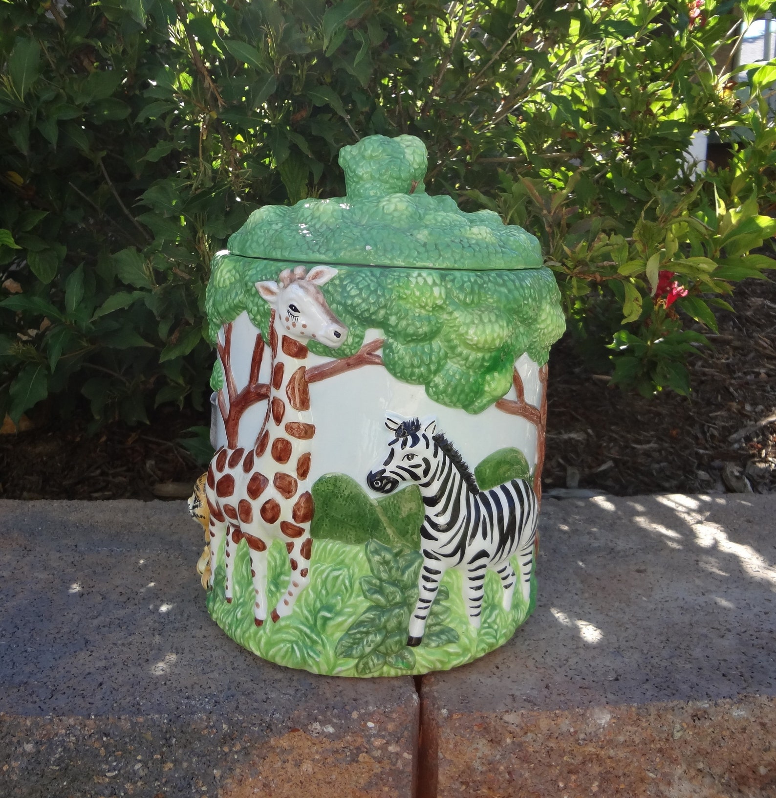 COOKIE JAR Animals of the Forest Giraffe Elephant Tiger - Etsy