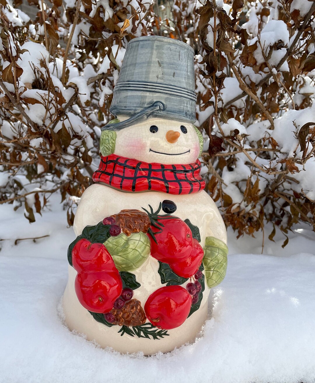 COOKIE JAR * Snowman With Pail Hat - Etsy