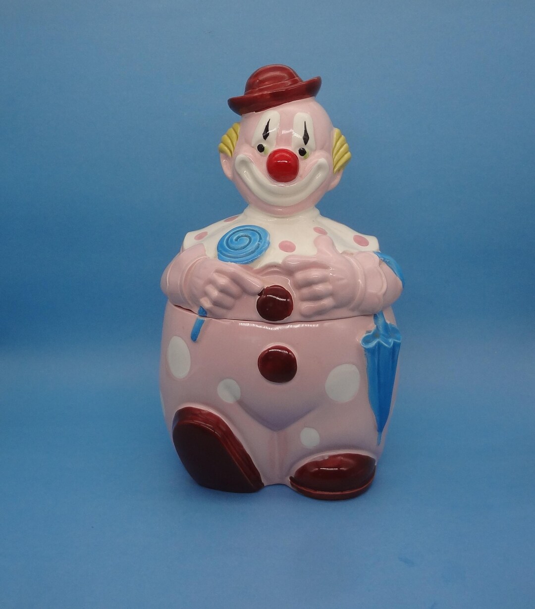COOKIE JAR * Clown With Derby, American Bisque - Etsy