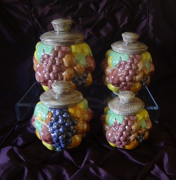 CANISTER SET Grapes & Fruit Colorful - Etsy