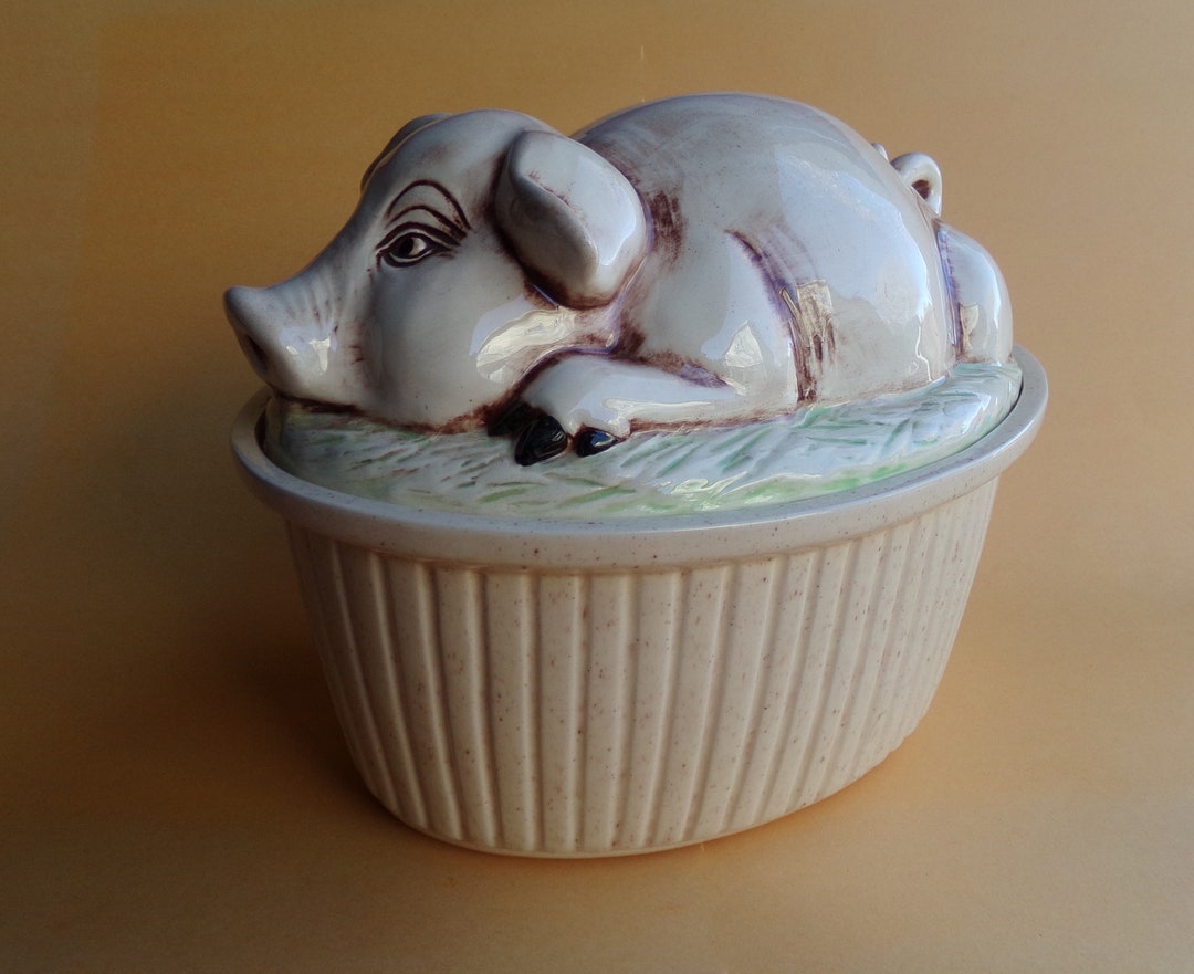 DISH ~~ PIG in a Basket, Covered Dish, Casserole, Serving Bowl, Large ...