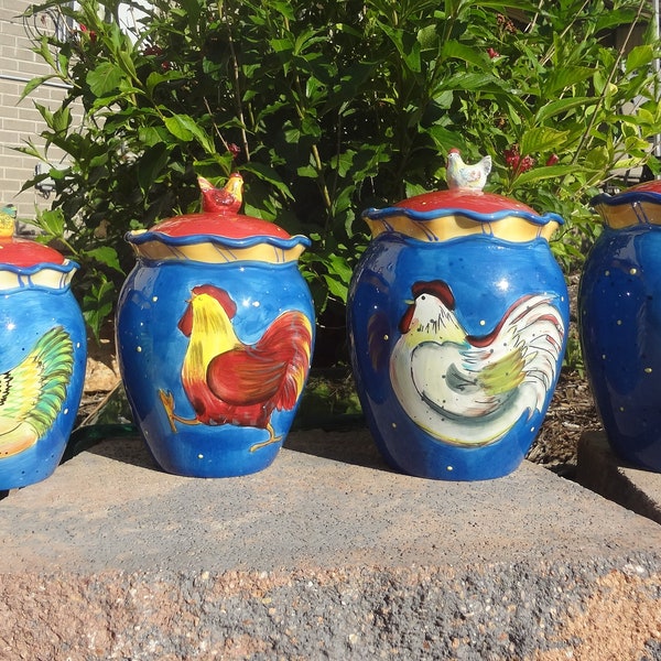 Susan Winget Rooster Canisters - Etsy