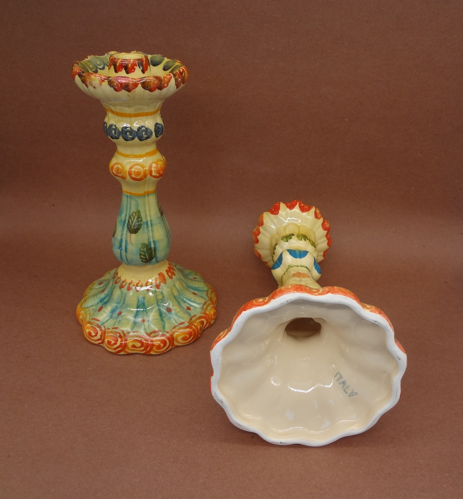 Candle Stick Holders Grazia DERUTA Italy 9 High - Etsy