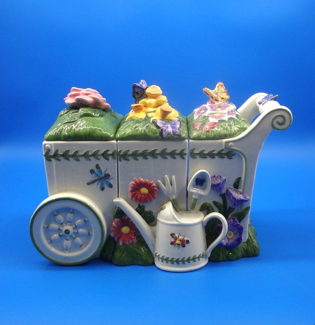 CANISTER SET ~ 3 Piece PORTMEIRION, Botanic Garden, Flower Cart ...